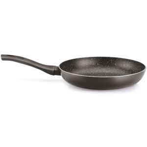 Milton Nonstick frying pan 9.4 inch. Large pan for egg omelette, pancake. Flat bottom Stir fry skillet for electric induction cookware. Dishwasher & Oven safe (Aluminium) Black