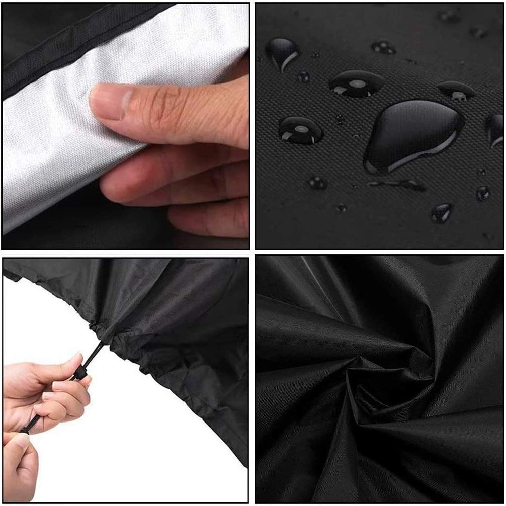 Heavy Duty Patio Table Covers,Round Garden Furniture Covers,Outdoor Furniture Protective Cover for Waterproof Anti-UV, Adjustable Hem (150x110cm,Black)