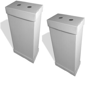 industrial strength all weather 50 gallon recycling box 2 pack. corrugated collapsible boxes to collect recyclable containers while camping, tailgating, hosting bbqs, cookouts or outdoor parties