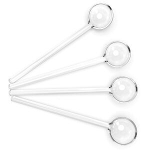 teabloom glass stirring spoons – set of 2 crystal clear petite teaspoons (5.3 inches) – coffee or tea glass stirrers – heat-resistant and toxin-free borosilicate glass – dishwasher safe