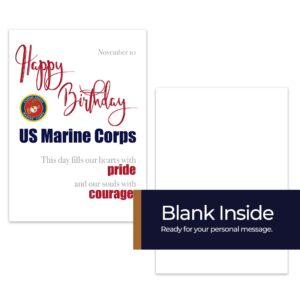 2MyHero - US Marine Corps - Military Happy Birthday Greeting Card With Envelope - 5" x 7" - Marine Corps Birthday