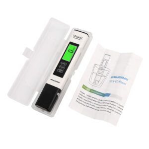 measureman 0-9999ppm, 0-9999µs/cm tds meter, ec meter & temperature meter 3 in 1, 32.0-176.0°f green backlight ppm for drinking water, aquariums, swimming pools (black) meter