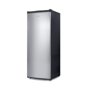 commercial cool upright freezer, stand up freezer 6 cu ft with reversible door, black with vcm door