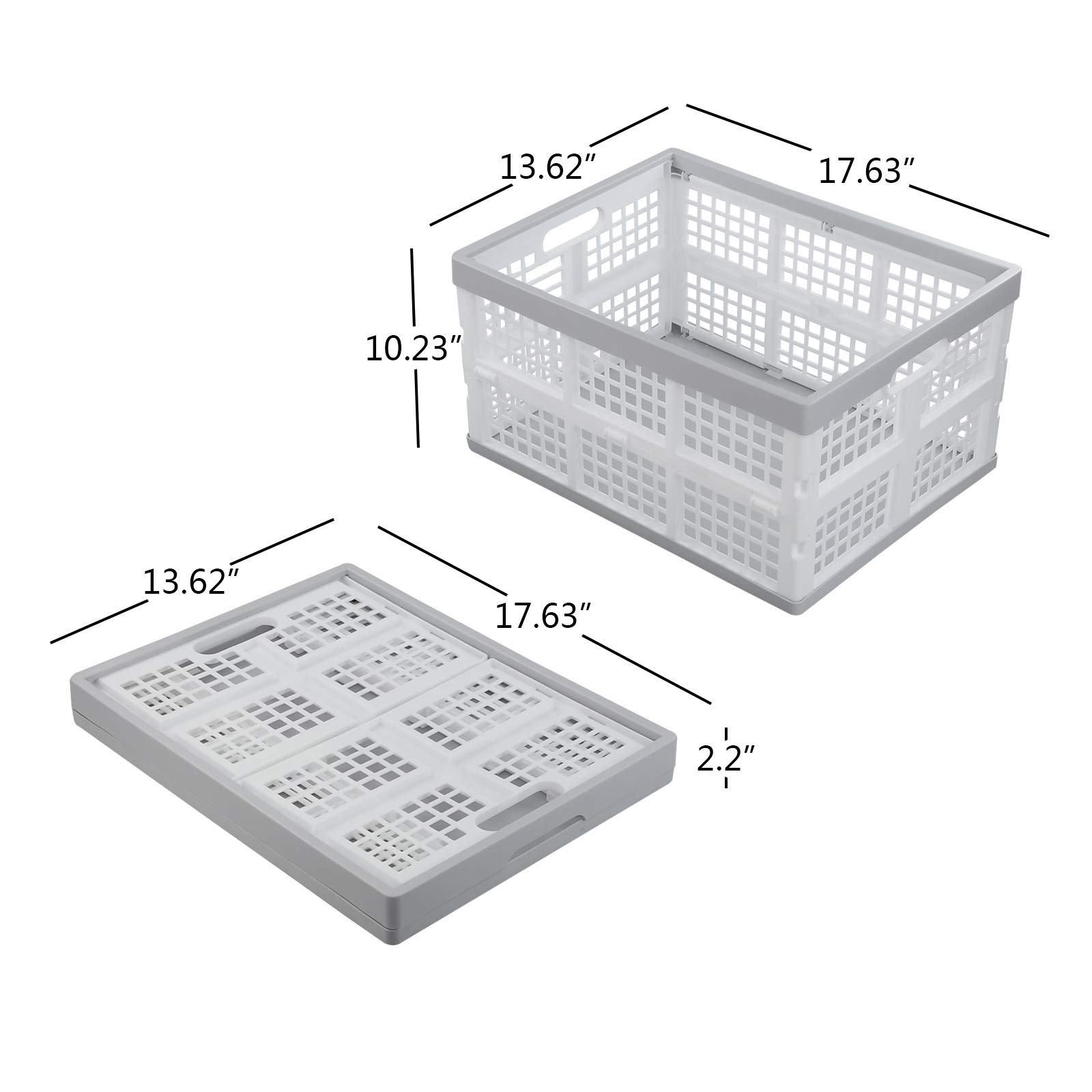 Kiddream 30 Liter Plastic Collapsible Storage Crates, Foldable Basket Bin Set of 3