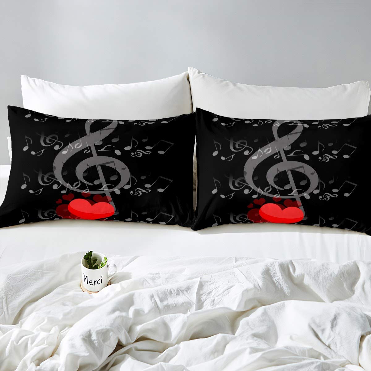 Feelyou Note Melody Comforter Cover Set Music Theme Bedding Set for Kids Boys Girls Jazz Blues Rock Classical Music Duvet Cover Set Luxury Quilt Cover Bedroom Collection 3Pcs King Size