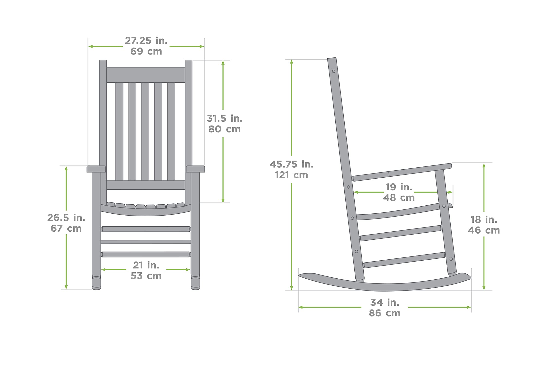 Woodlawn&Home, 100026, Mission Style Rocking Chair Gray