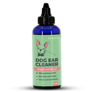 qualitypet dog ear cleaner solution - organic & natural ear cleaning drops with aloe, vitamin e, coconut oil & witch hazel for dogs - dog ear wash, rinse & cleanser to relieve itchy ears