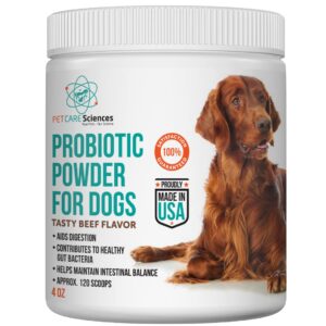 pet care sciences approx 120 servings of dog probiotic powder - dog probiotics and digestive enzymes - enzyme supplement for dogs - dog digestive support - made in the usa