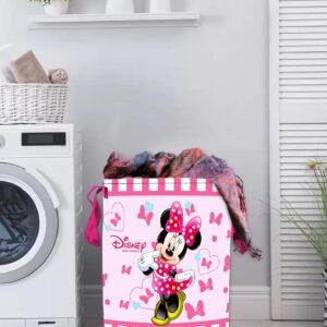 Kuber Industries Disney Minnie Print Non Woven Fabric Foldable Laundry Basket, Toy Storage Basket, Cloth Storage Basket with Handles,45 LTR (Pink)