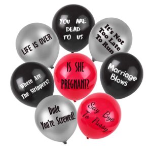 brosash funny bachelor party balloons | pack of 16 | bachelor party decor bachelorette party supplies and decorations | naughty gag gifts gift cruel abusive balloon for groom to be dirty favors