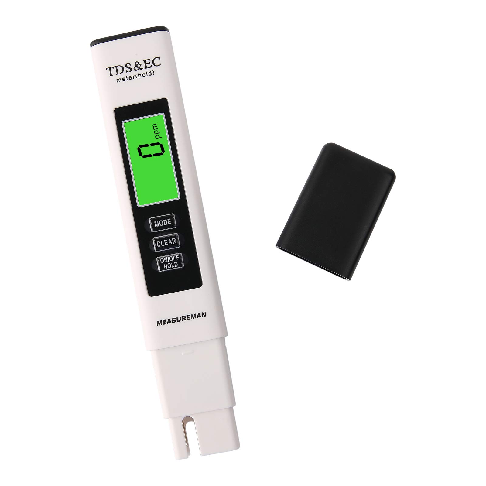 MEASUREMAN 0-9999ppm, 0-9999µs/cm TDS Meter, EC Meter & Temperature Meter 3 in 1, 32.0-176.0°F Green Backlight ppm for Drinking Water, Aquariums, Swimming Pools (Black) Meter