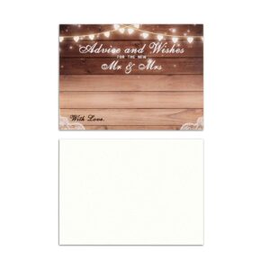 WUWEOT 100 Pack Wedding Advice Cards, Well Wishes Card for Bride and Groom, Rustic 6" x 4.3" Card Stock, Easy to Write on, Lasts Long