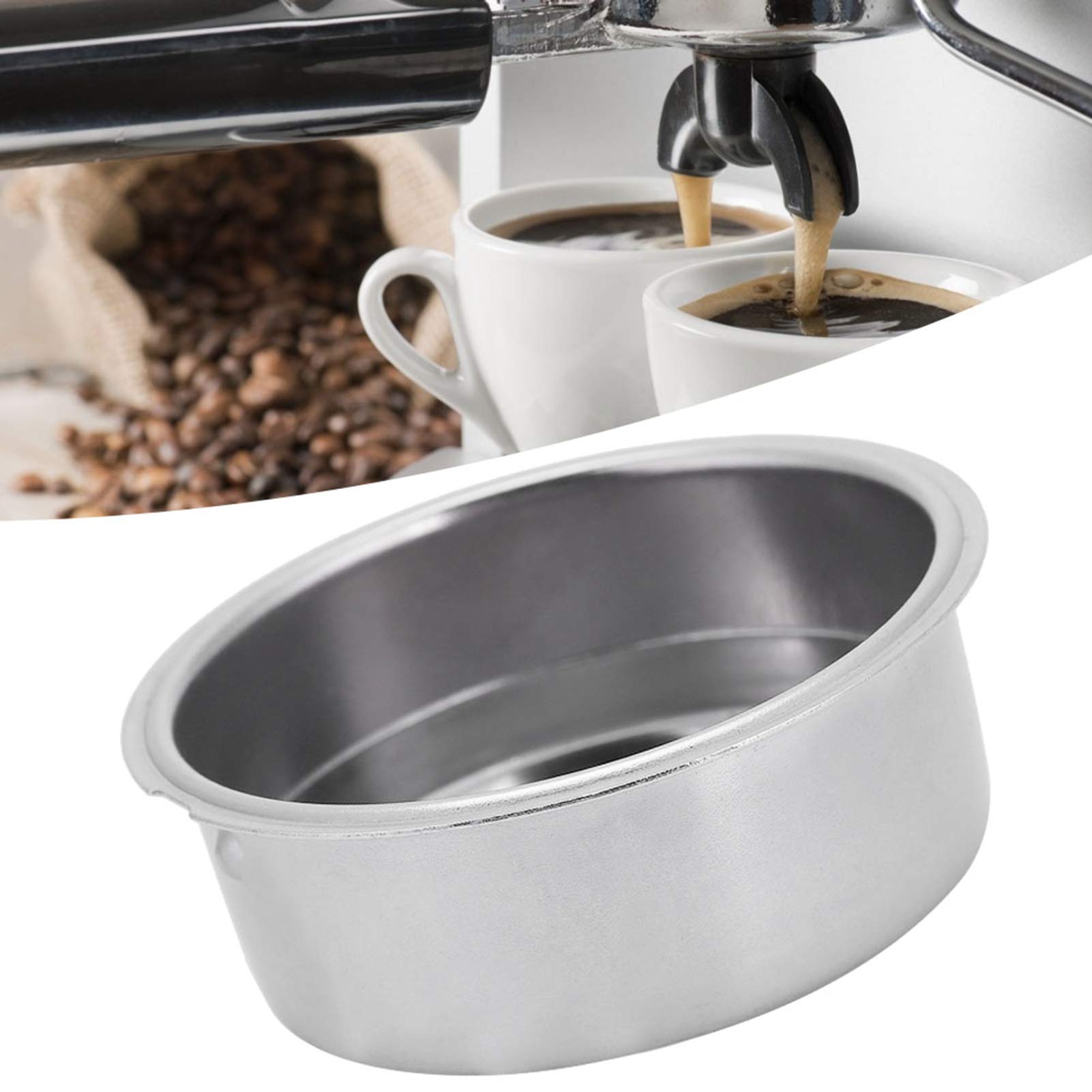 Double Layer Stainless Steel UltraFine Coffee Filter Basket, Double Cup Coffee 51mm Pressurized Porous Filter Strainer, Coffee Machine Replacement Accessories Silver