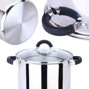 MAXCOOK Stainless Steel Stock Pot, 7.5 Quart Polished Heavy Cooking Pot with Lid, Good for Soup, Lobster, Stews, Cooking gifts.