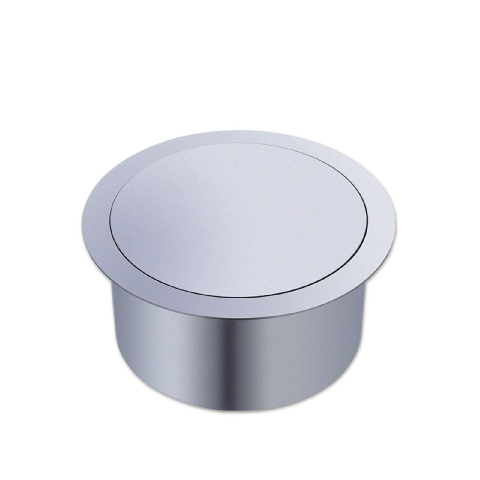 Built-in Countertop Trash and Waste Chute Lid - Round Stainless Steel Balance Flap Cover Flush Trash Grommet Swing Trash Can Lid