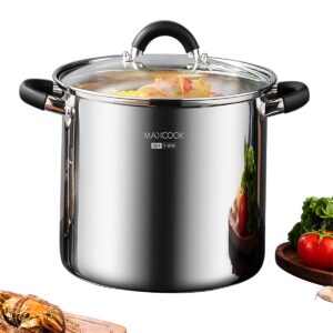 maxcook stainless steel stock pot, 7.5 quart polished heavy cooking pot with lid, good for soup, lobster, stews, cooking gifts.