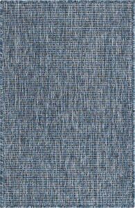 unique loom collection casual transitional solid heathered indoor/outdoor flatweave area rug (2' x 3' 1" rectangle, blue/navy blue)