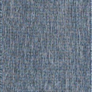 Unique Loom Collection Casual Transitional Solid Heathered Indoor/Outdoor Flatweave Area Rug (2' x 3' 1" Rectangle, Blue/Navy Blue)