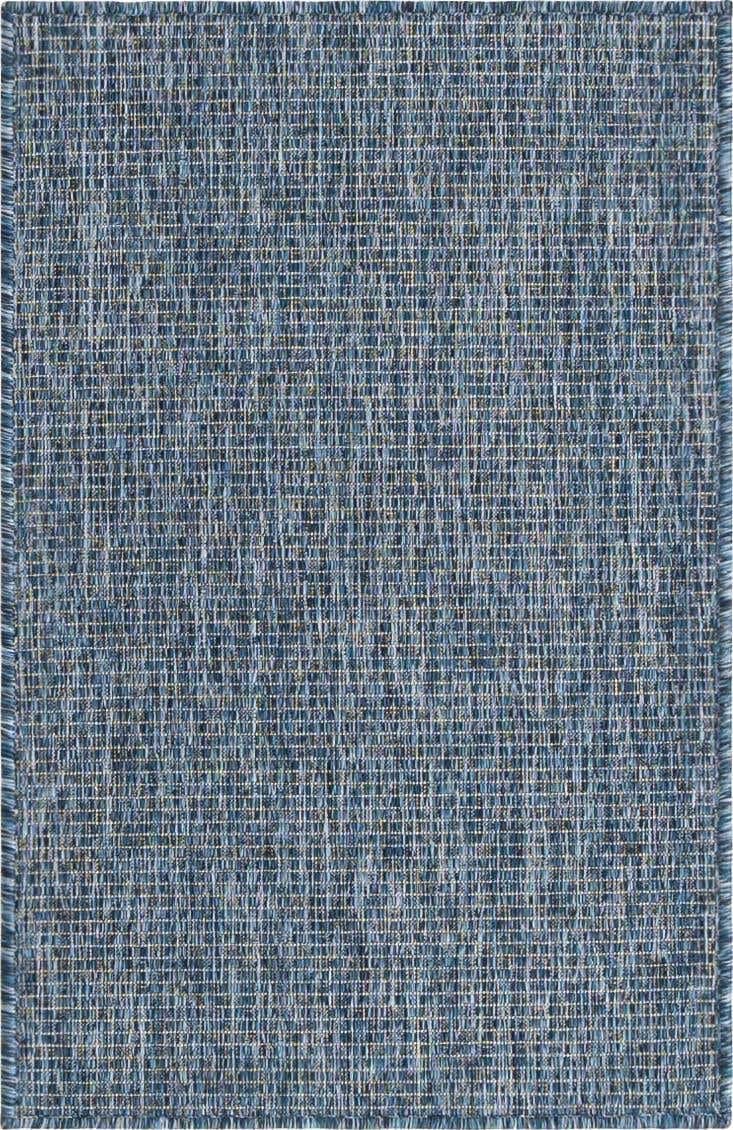 Unique Loom Collection Casual Transitional Solid Heathered Indoor/Outdoor Flatweave Area Rug (2' x 3' 1" Rectangle, Blue/Navy Blue)