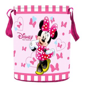 kuber industries disney minnie print non woven fabric foldable laundry basket, toy storage basket, cloth storage basket with handles,45 ltr (pink)