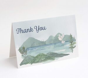 m market on mainstreet watercolor sympathy and funeral thank you cards with message inside, 25 cards with envelopes, made in the usa