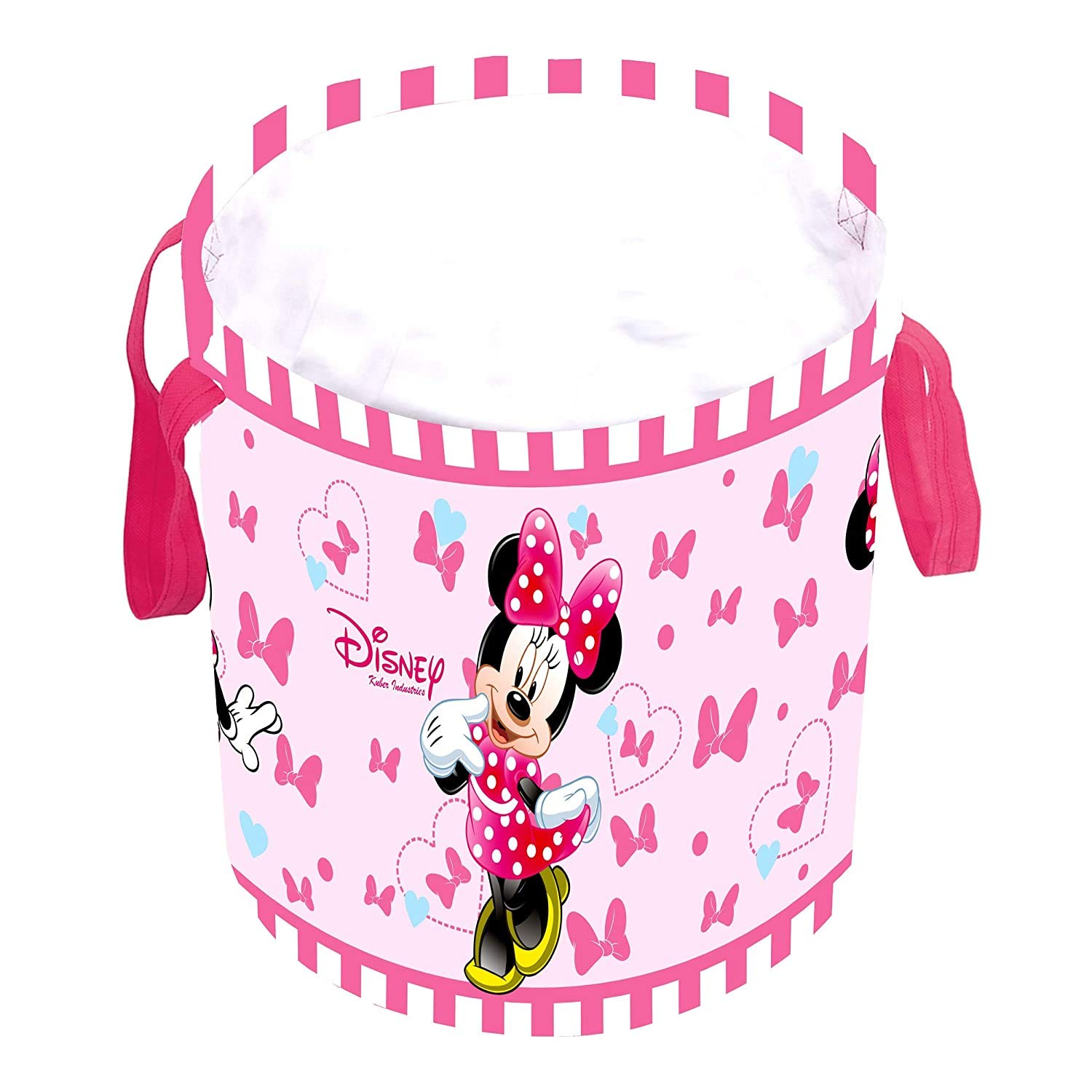 Kuber Industries Disney Minnie Print Non Woven Fabric Foldable Laundry Basket, Toy Storage Basket, Cloth Storage Basket with Handles,45 LTR (Pink)