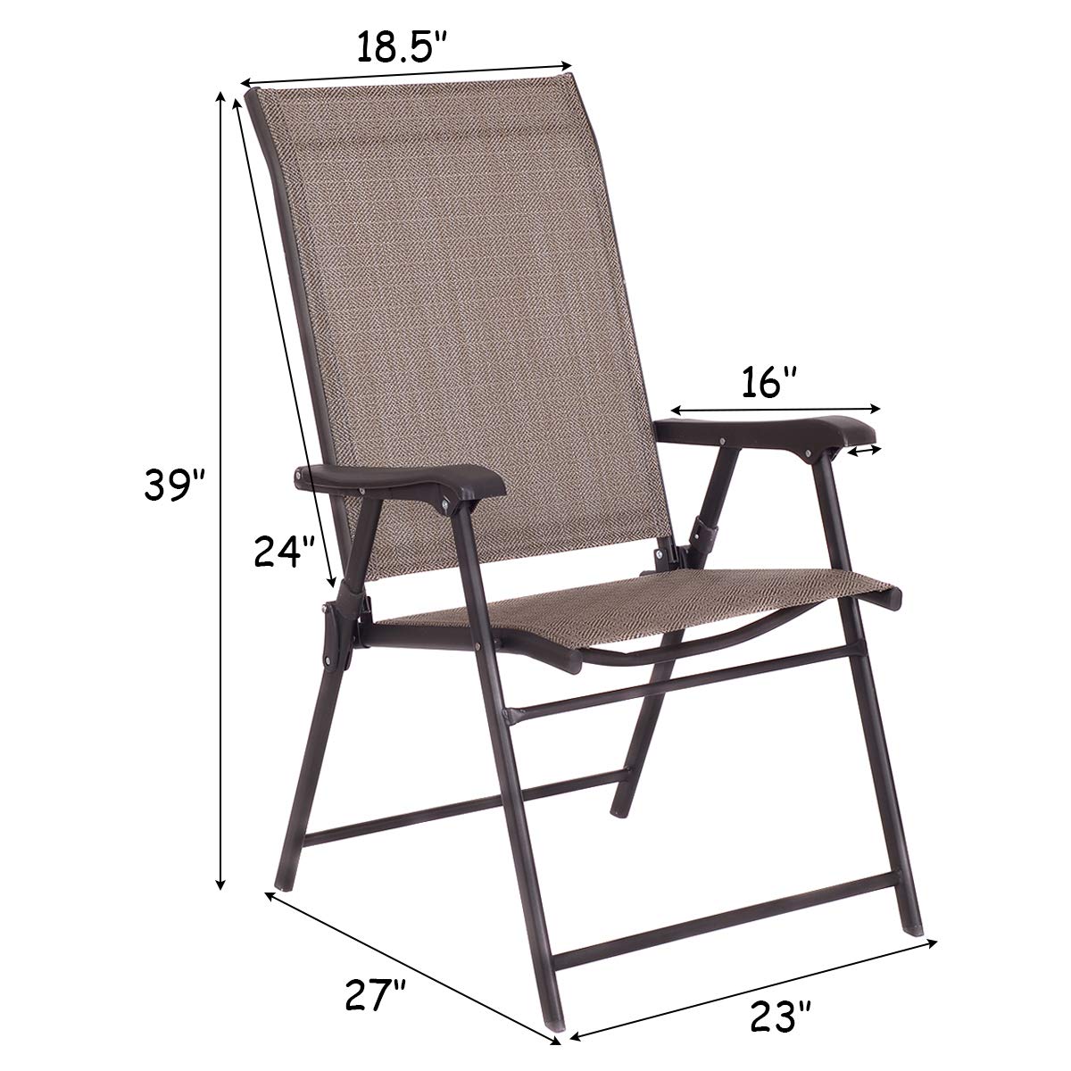 ARLIME 2-Pack Patio Folding Chairs, 2 PCS Dining Chairs with Steel Frame and Armrests, Portable Outdoor Indoor Barstools, Garden Backyard Poolside Patio Furniture Set w/Footrest Back, Set of 2