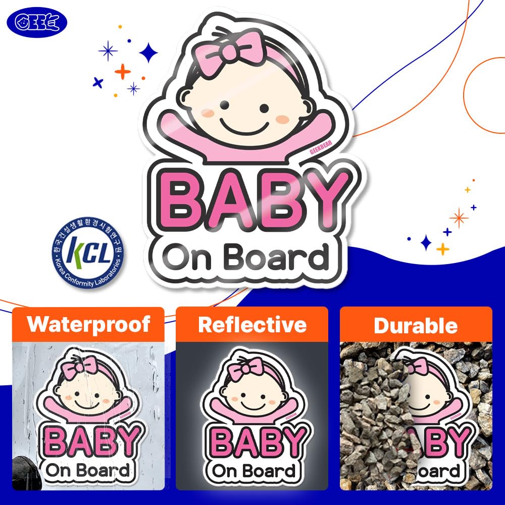 GEEKBEAR Baby on Board Car Sticker - Character Design, Reflective, Weather-Resistant (05. Prince)