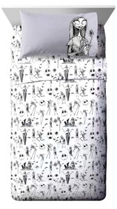 jay franco disney nightmare before christmas gothic romance twin sheet set -3 piece set super soft and cozy kids bedding features jack skellington & sally - microfiber sheets(official disney product)