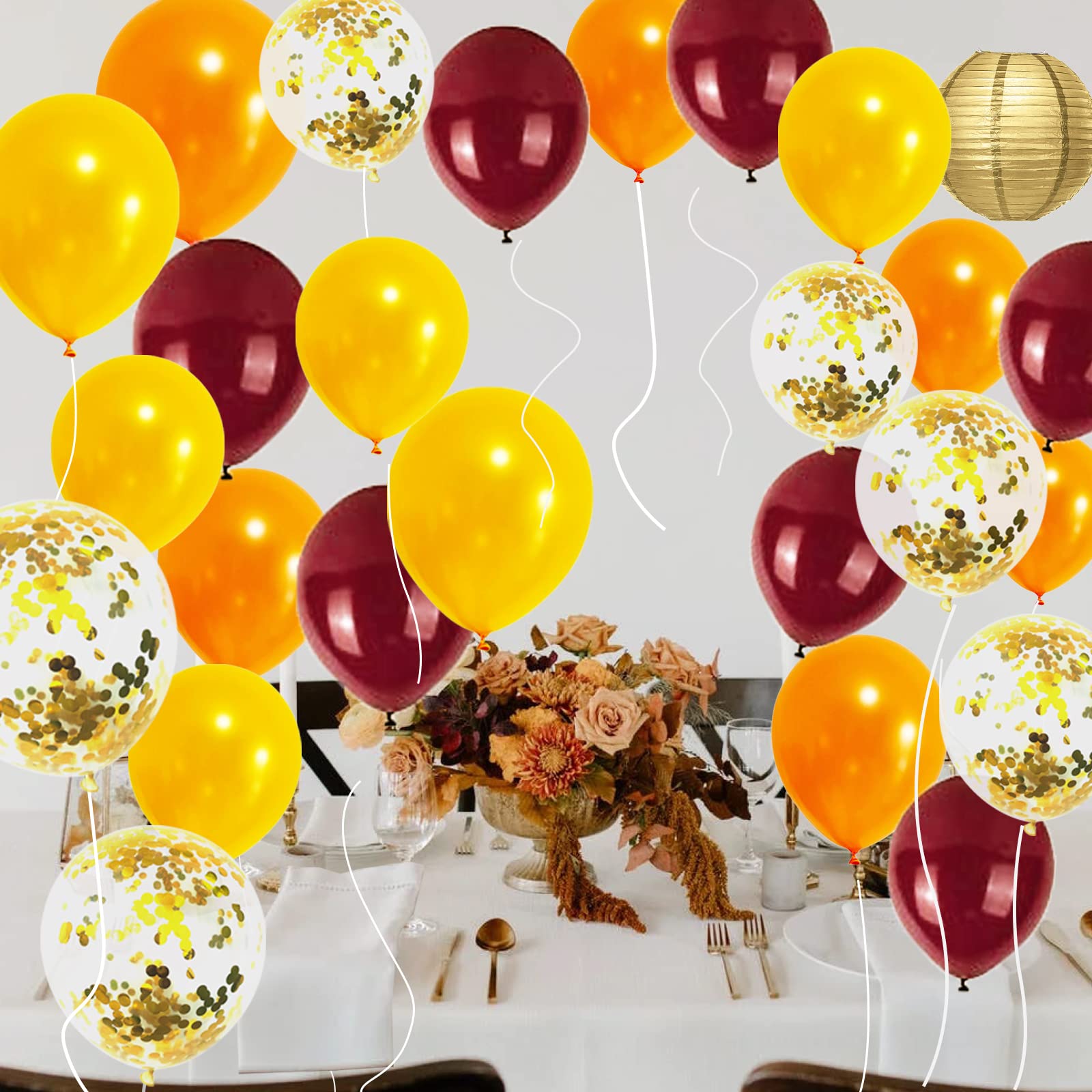 Fall Balloons/Fall Birthday Party Decorations Fall Bridal Shower Decorations/Maroon Orange Thanksgiving Decorations/Fall Weddings/20pcs Balloons Burgundy Orange Yellow Gold