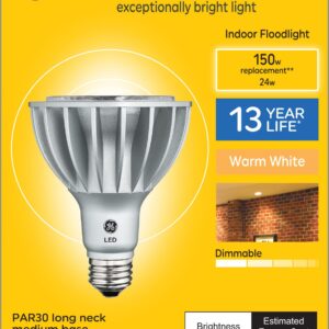 GE Lighting Ultra Bright LED Floodlight Bulb, 24 Watt (150 Watt Equivalent) Warm White, Medium Base, Indoor Floodlight (1 Pack)