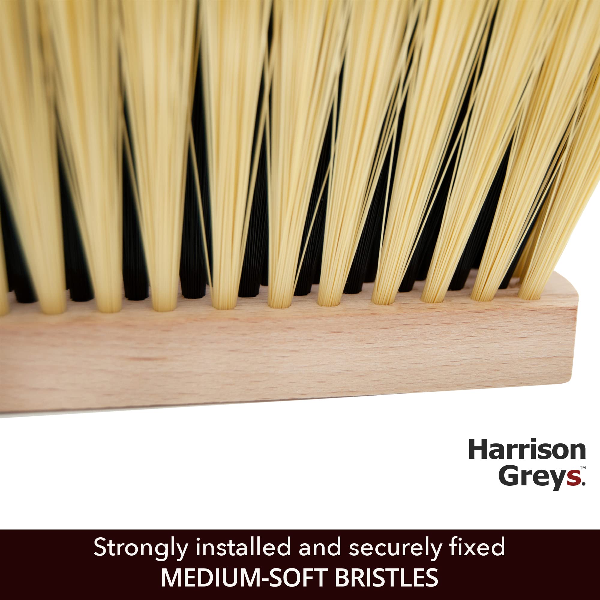 Harrison Greys Cleaning Brush, 14.2'' Hand Broom with Medium-Soft Bristles, Wooden Handle, Multi-Purpose Dusting Brush for Home and Professional Use