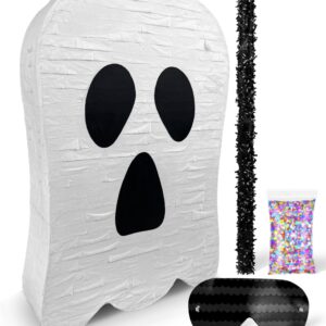 Ghost Halloween Piñata with stick - 17”x10"x 5" Perfect for Halloween Party Decorations, Photo Prop, October Birthday, Funny and Spooky Anniversary - Fits candy/favors: by Get a piñata