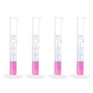 uxcell plastic graduated cylinder, 10ml measuring cylinder, science test tube beakers, 2-sided metric marking, clear hex base for lab home 4pcs