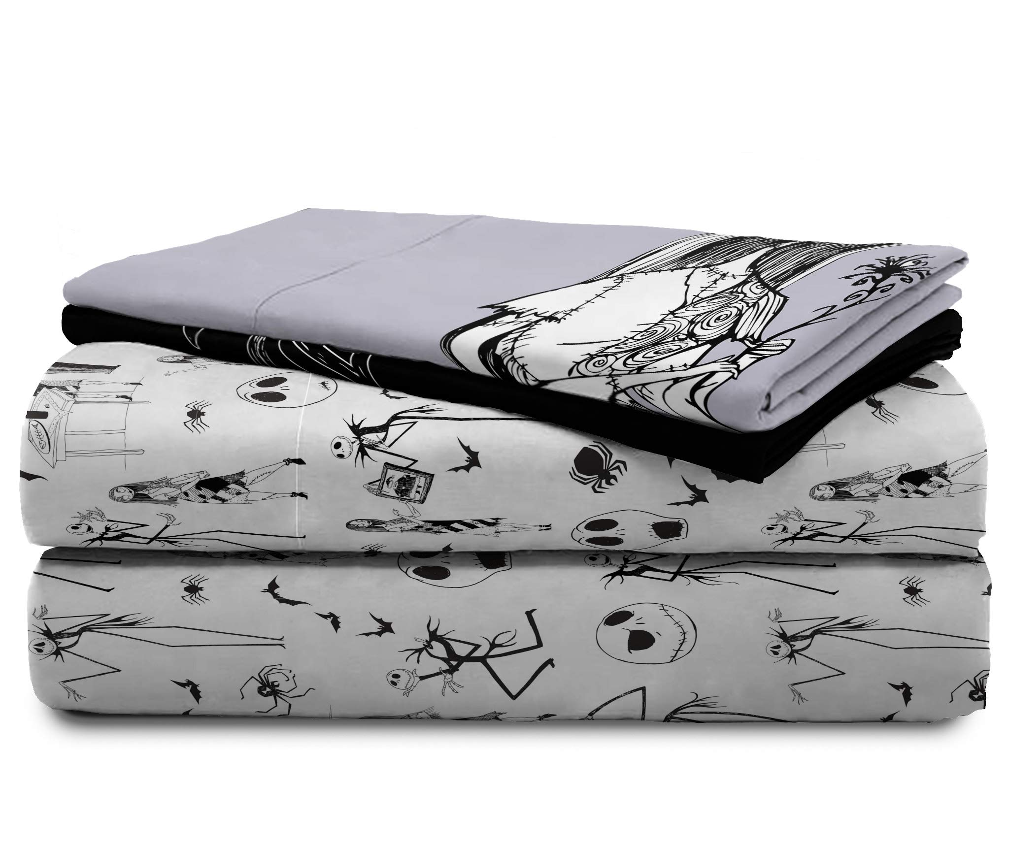 Jay Franco Disney Nightmare Before Christmas Gothic Romance Twin Sheet Set -3 Piece Set Super Soft and Cozy Kids Bedding Features Jack Skellington & Sally - Microfiber Sheets(Official Disney Product)