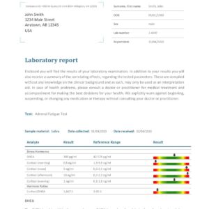 Adrenal Fatigue Test – Saliva Test Kit for Diurnal Cortisol Levels and DHEA – Measure 4 Salivary Cortisol Levels and 1 DHEA Level to Determine Cause of Anxiety, Depression, etc. - Verisana