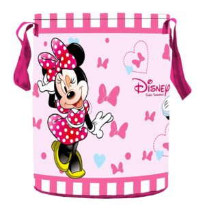 Kuber Industries Disney Minnie Print Non Woven Fabric Foldable Laundry Basket, Toy Storage Basket, Cloth Storage Basket with Handles,45 LTR (Pink)