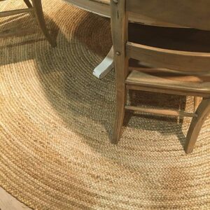 The Knitted Co. 100% Jute Area Rug 8 Feet- Round Natural Fibers- Braided Design Hand Woven Natural Carpet - Home Decor for Living Room Hallways Bedroom (Natural, 8' Round)