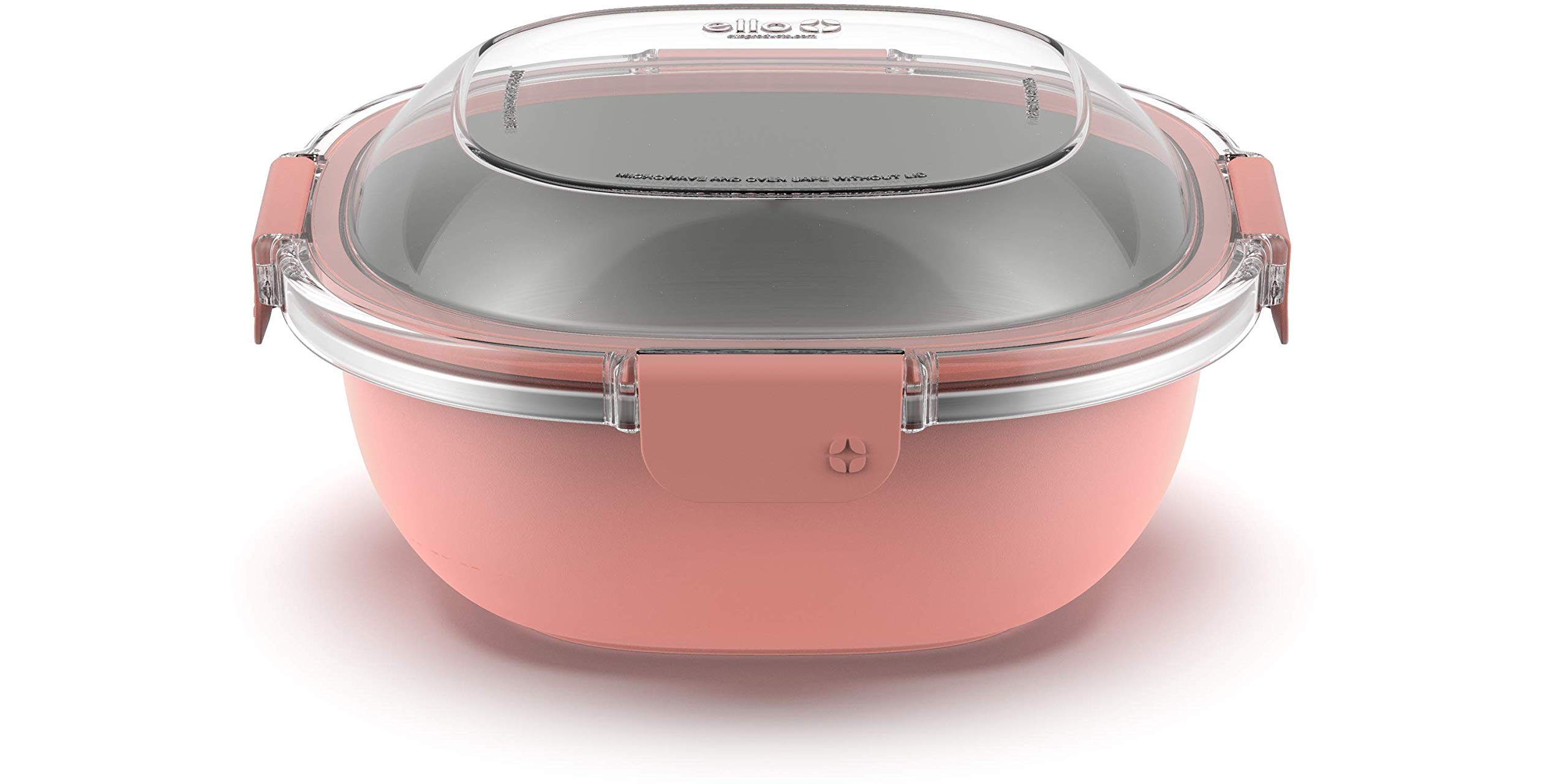 Ello Stainless Steel Lunch Bowl Food Storage Container with Leak-Proof Lid, 6.5 Cup, Peach