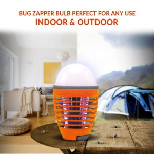 Himalayan Glow 2 in 1 Electric Bug Zapper Light Bulb, Outdoor Camping Lantern Rechargeable with Mosquito Zapper, Portable Waterproof, 1000 Volts, Orange