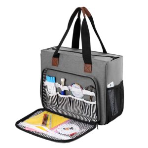 coopay embroidery project carrying bag, multi-pocket embroidery kits storage bag for carrying embroidery floss, cross stitch & hoops, waterproof oxford fabric, elegant black (no accessories included)