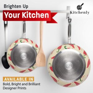 KITCHENLY Nonstick Frying Pans with Lids - Granite Frying Pans with Stone Coating | Nonstick Skillet Cooking Pan Set | Electric, Gas Induction Compatible | 9.5 & 11 inch | Chili - 2 Pack