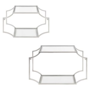 Kate and Laurel Ciel Modern Wall Shelf, Set of 2, Silver, Glam Wall Shelves for Display and Storage