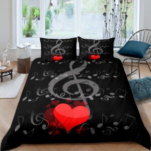 feelyou note melody comforter cover set music theme bedding set for kids boys girls jazz blues rock classical music duvet cover set luxury quilt cover bedroom collection 3pcs king size