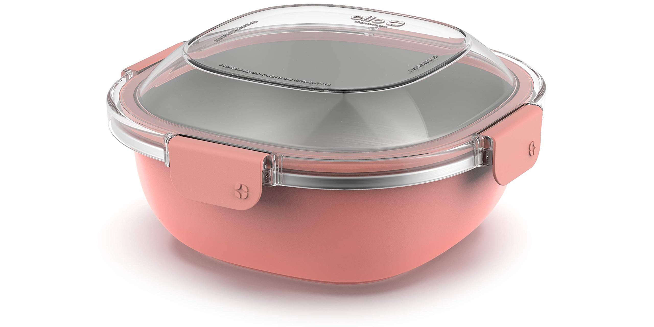 Ello Stainless Steel Lunch Bowl Food Storage Container with Leak-Proof Lid, 6.5 Cup, Peach