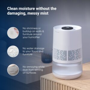 BLUEAIR Premium Smart Humidifier: 3.5L Dishwasher Safe Tank for Large Room, Better Sleep with Evaporative Tech, Auto & Night Mode, Easy Top Fill, Air Quality Insight with App, Touchscreen, 48-Hour run