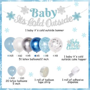 Kreatwow Baby It’s Cold Outside Party Decorations Blue Frozen Theme Baby Shower Supplies Snowflake Balloon Garland Kit Banner Cake Topper Winter Little Snowflake Party