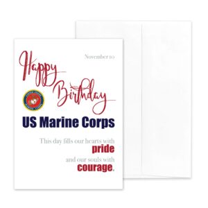 2myhero - us marine corps - military happy birthday greeting card with envelope - 5" x 7" - marine corps birthday