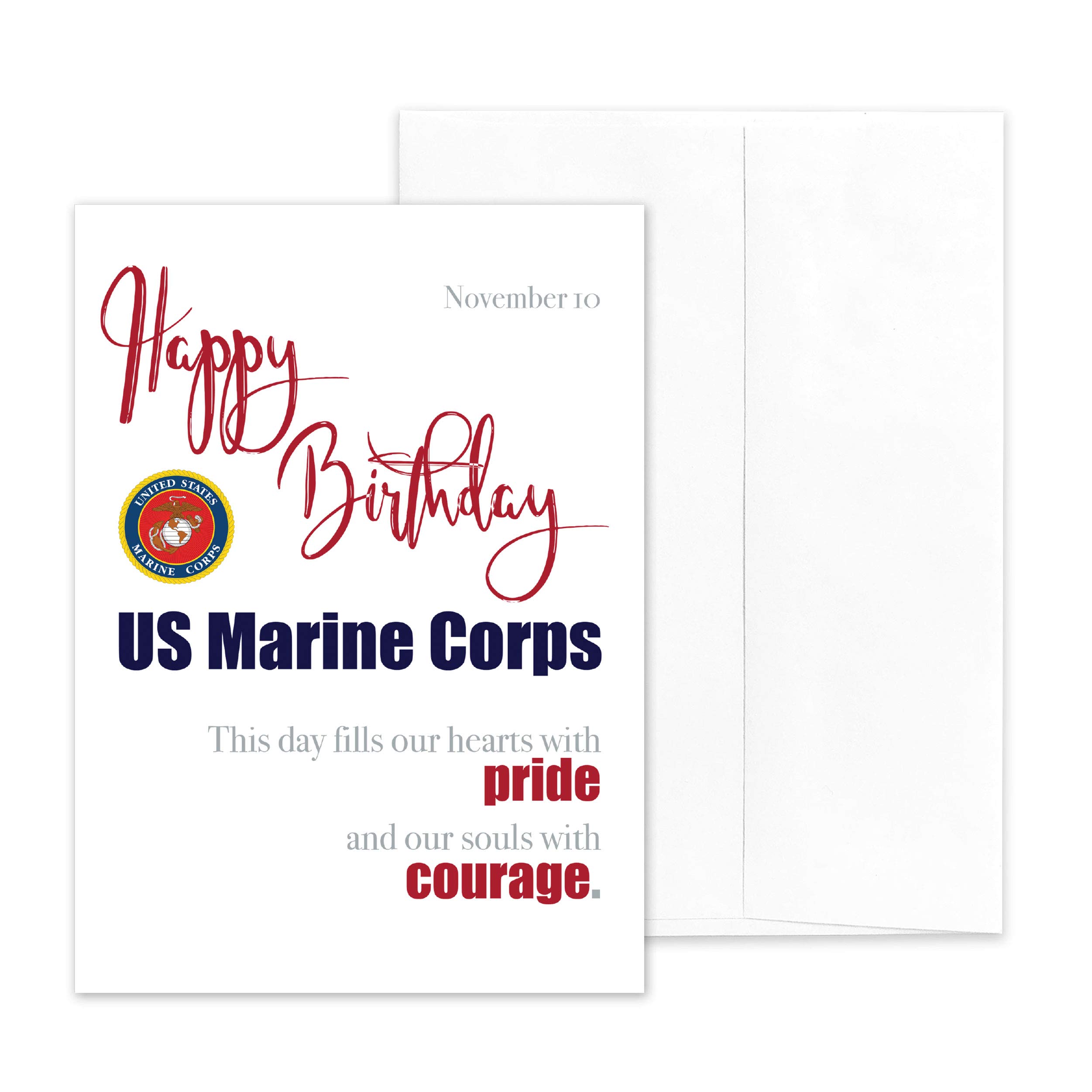 2MyHero - US Marine Corps - Military Happy Birthday Greeting Card With Envelope - 5" x 7" - Marine Corps Birthday