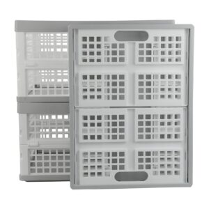 kiddream 30 liter plastic collapsible storage crates, foldable basket bin set of 3